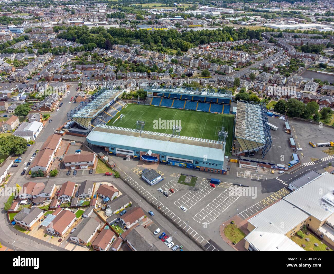 Rugby Park. The home of Kilmarnock FC since 1899. As seen from the air ...