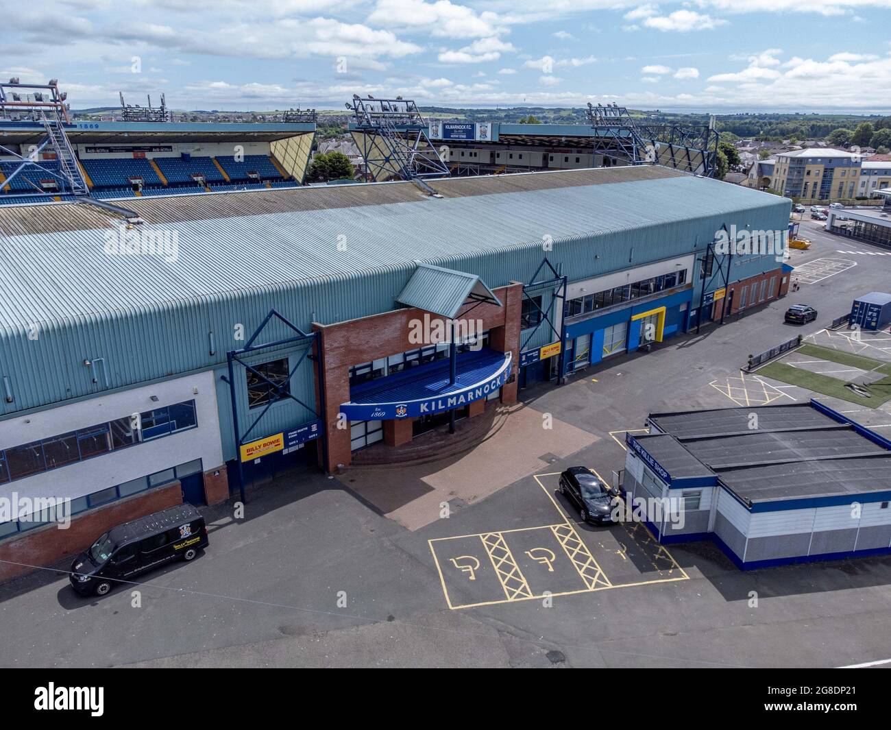 Rugby Park. The home of Kilmarnock FC since 1899. As seen from the air ...