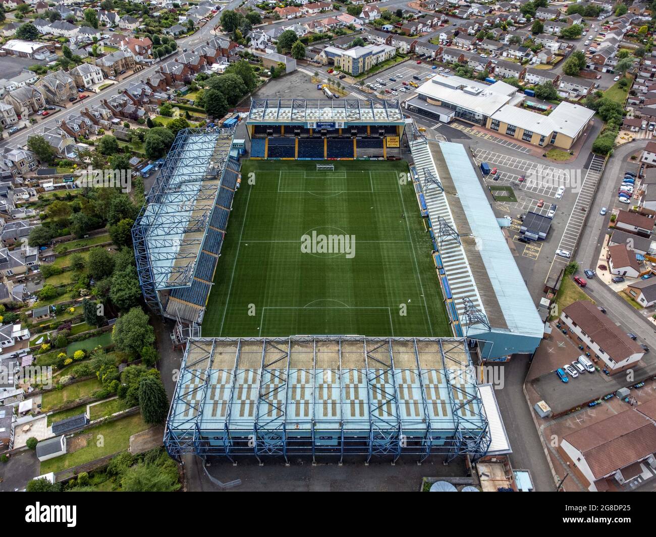 Rugby Park. The home of Kilmarnock FC since 1899. As seen from the air ...