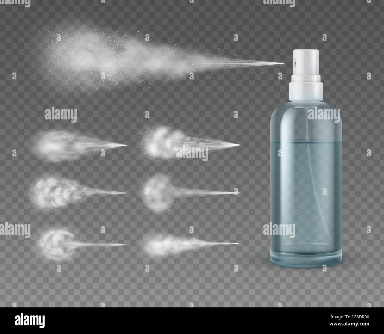 Realistic spray bottle with jet. Cosmetic plastic water aerosol ...