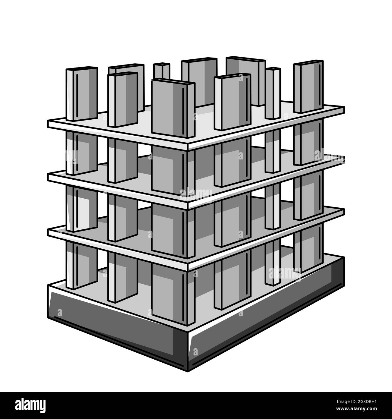 Illustration of high rise concrete building. Housing construction item ...