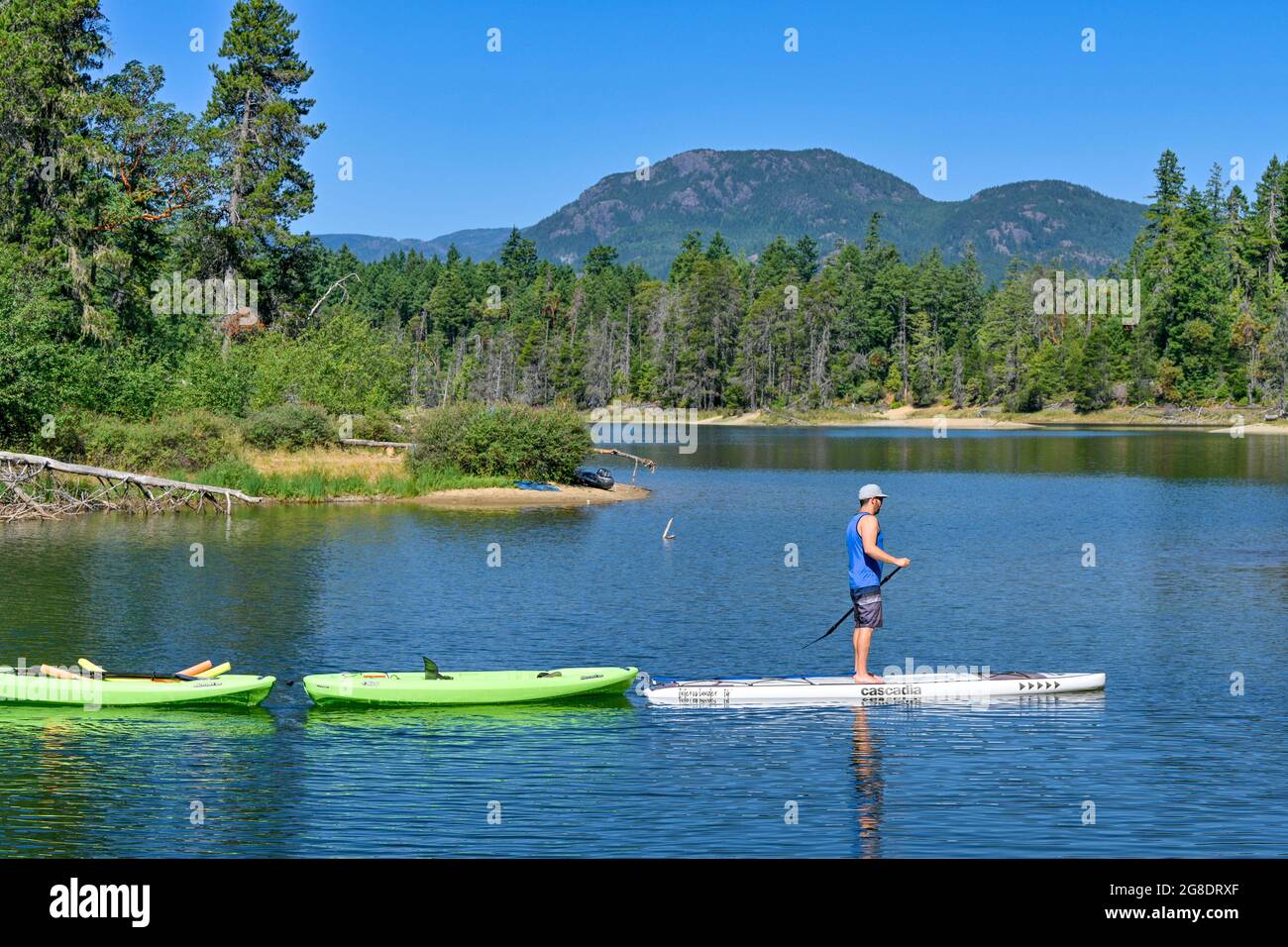 Paddleboarder, Spider Lake Provincial Park, British Columbia, Canada ...