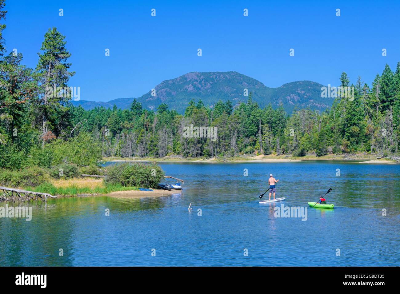 Paddleboarder, Spider Lake Provincial Park, British Columbia, Canada ...