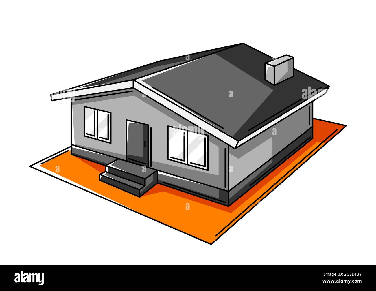 Illustration of single storey house. Housing construction item ...