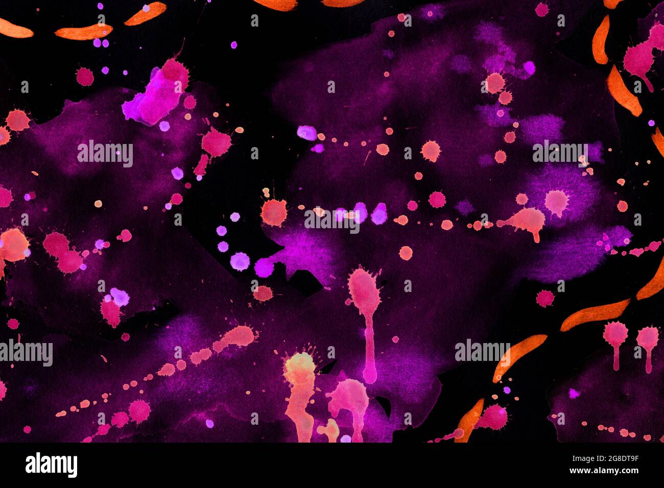 Abstract watercolor dark neon background. Hand-painted texture ...