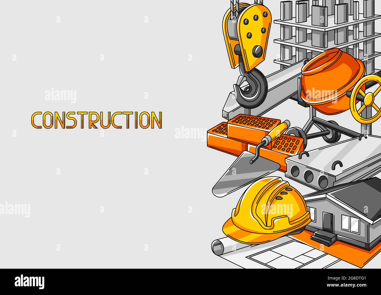 Background design with housing construction items. Industrial repair or ...