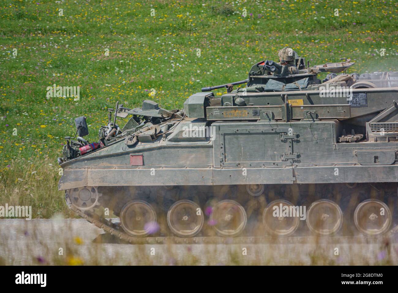 British army Warrior FV512 Mechanised Recovery Vehicle tank on exercise ...