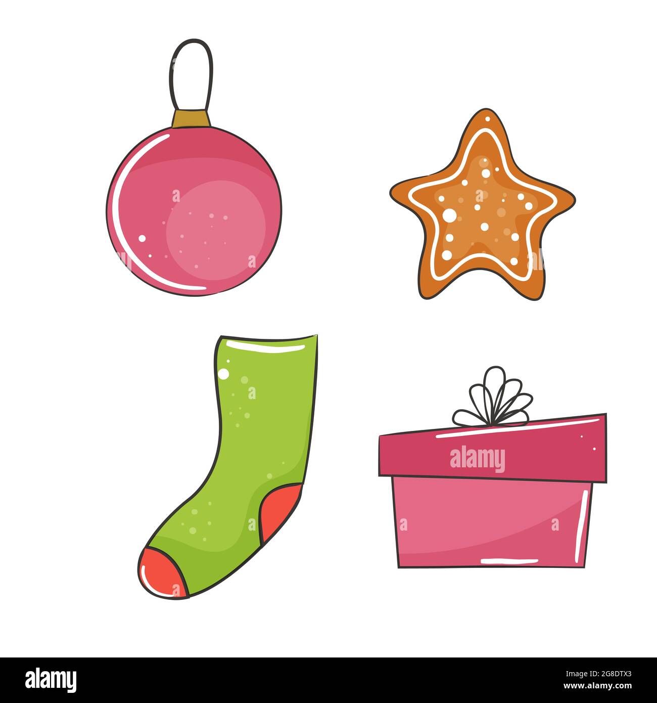 Cute christmas stuff. Isolated on white background. Vector illustration ...