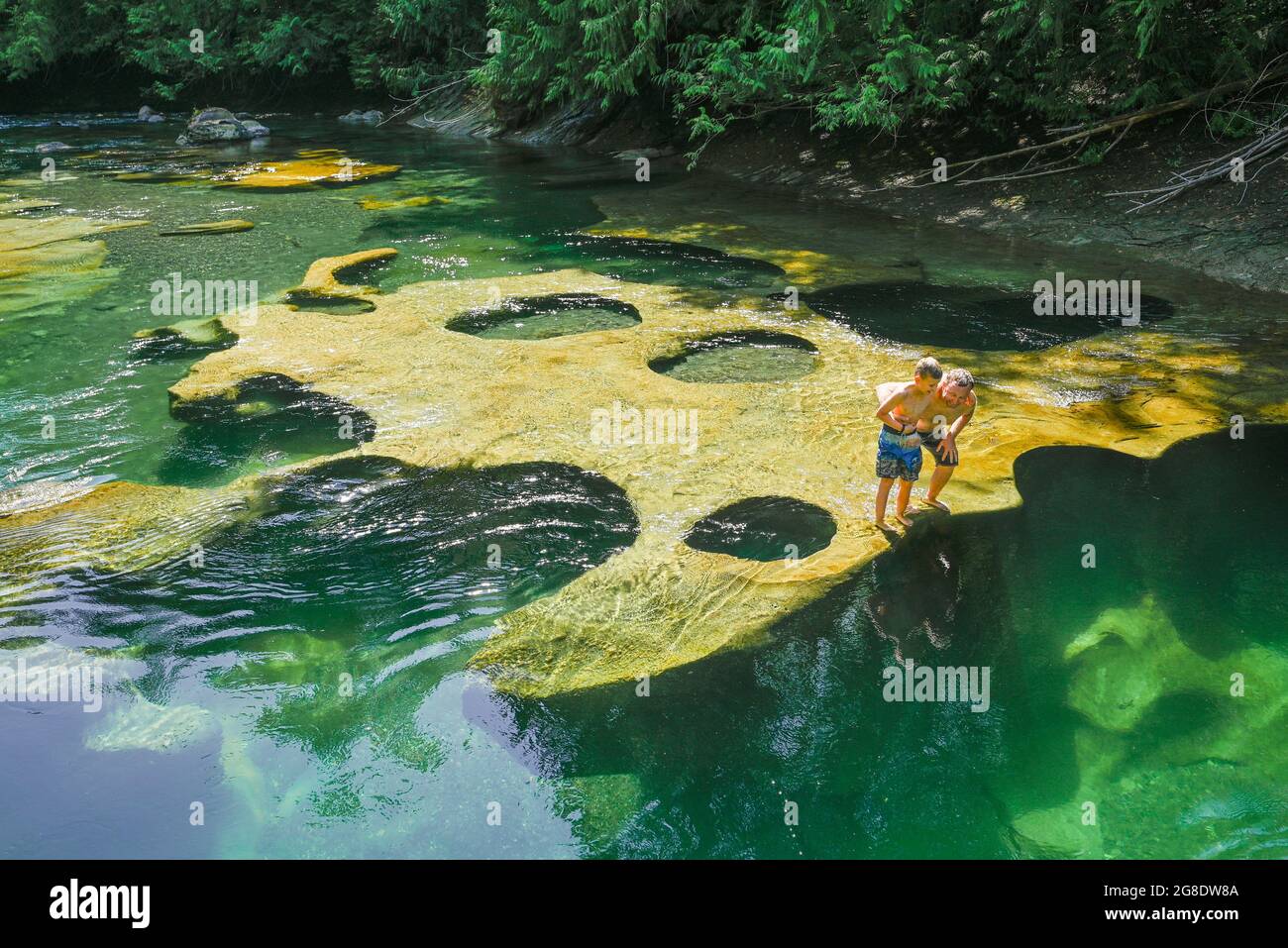 Potholes, swimming hole, Oyster River, Vancouver Island, British ...