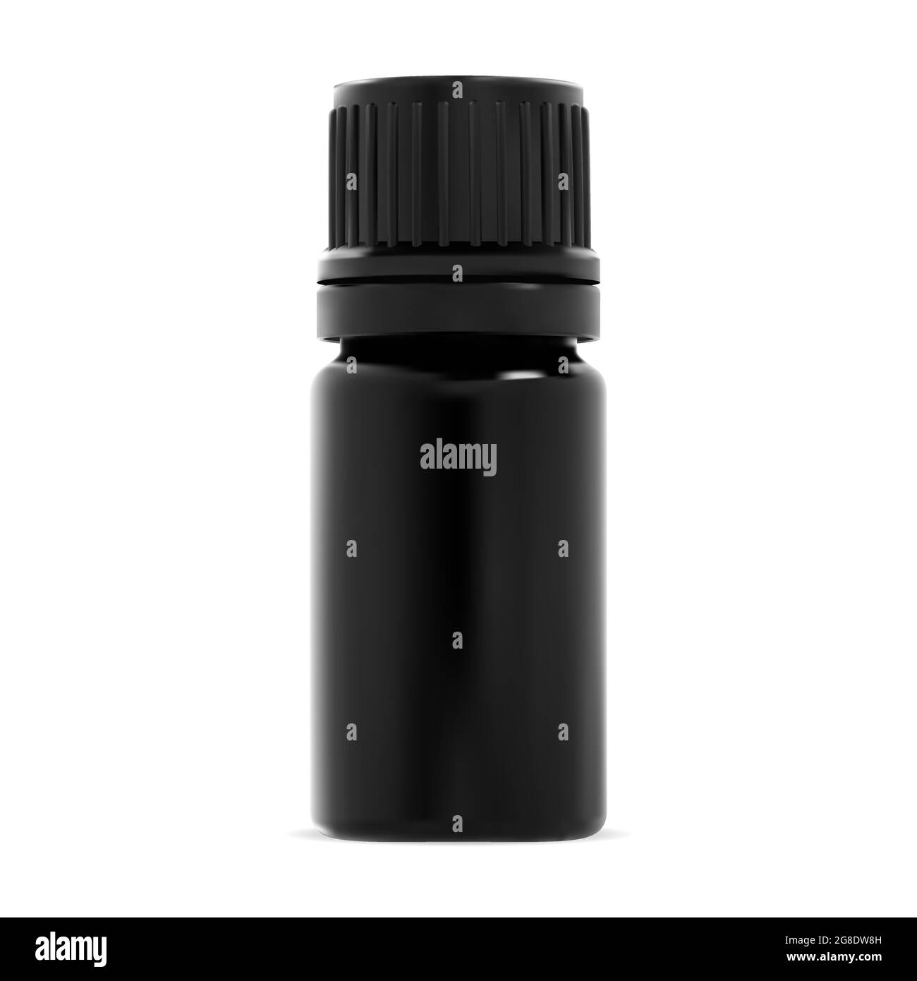 Essential oil bottle. Small black glass bottle mockup. Lavender aroma ...
