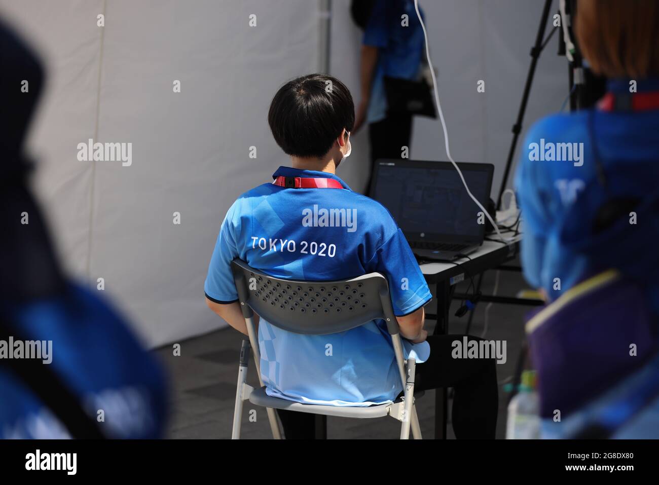 Body temperature measurement check point in front of the National ...