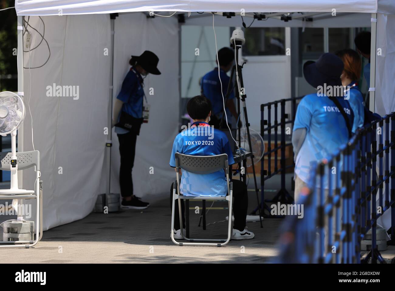 Body temperature measurement check point in front of the National ...