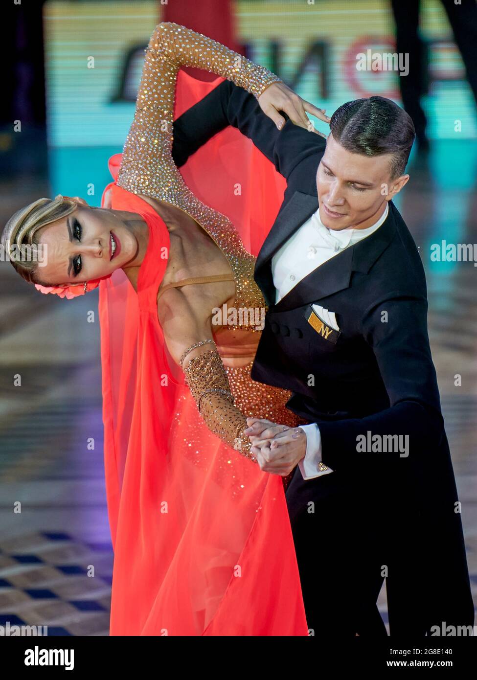 A waltzing couple during the 2021 Latin America Dance World Cup among ...