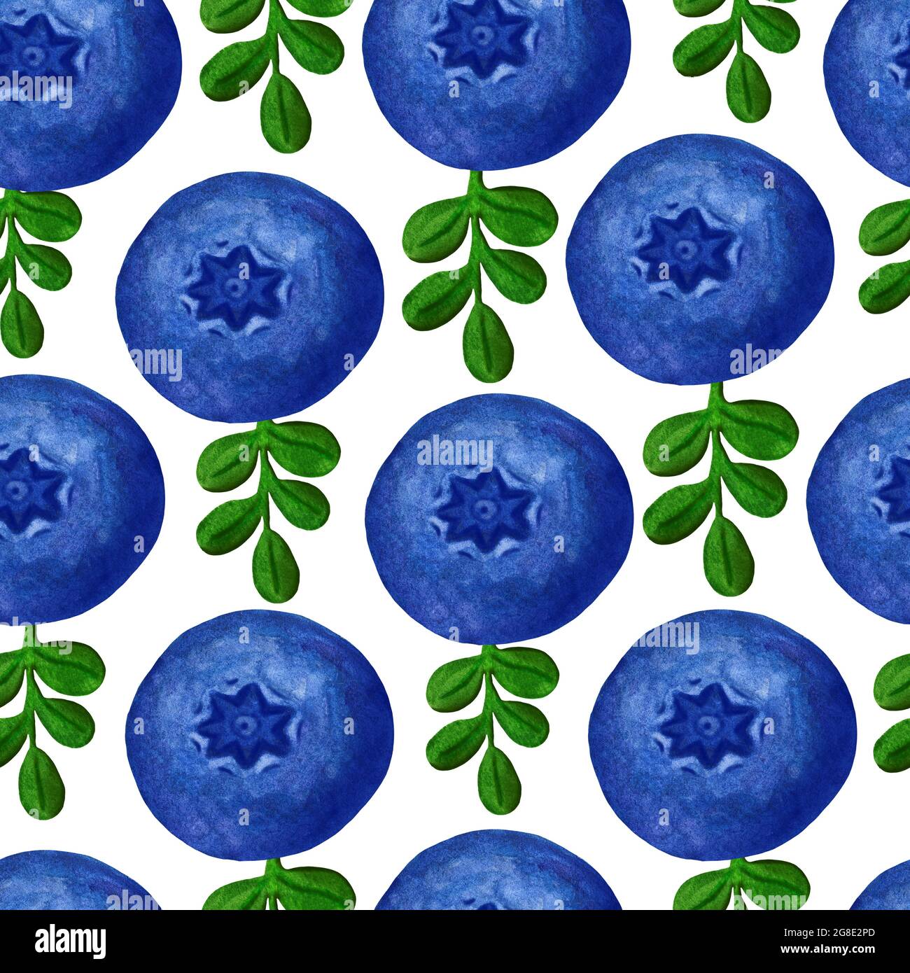 Big blueberry watercolor seamless pattern isolated on white background ...