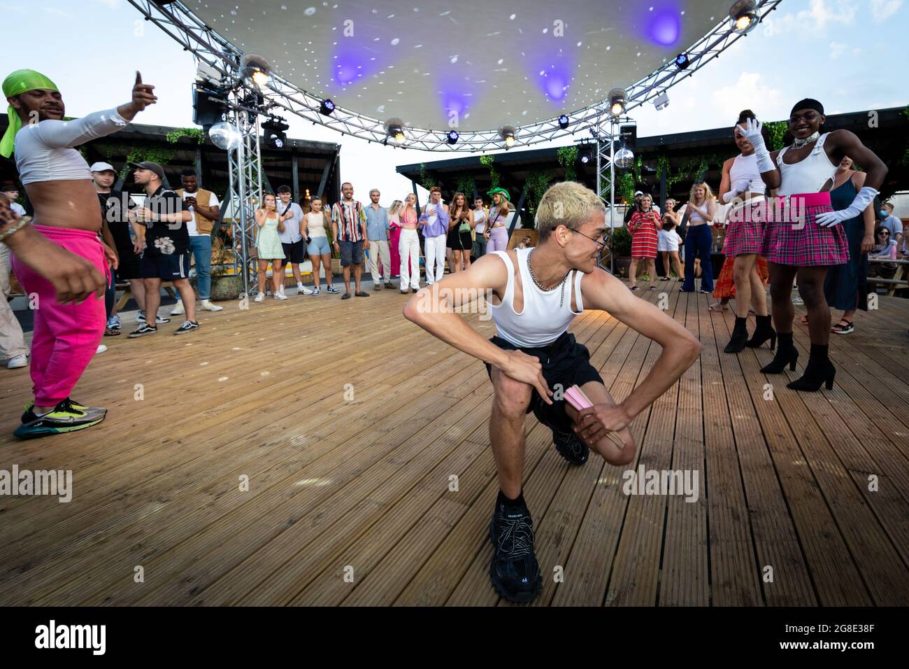 Manchester, UK. 19th July, 2021. A dancer returns to the dance floor on ...