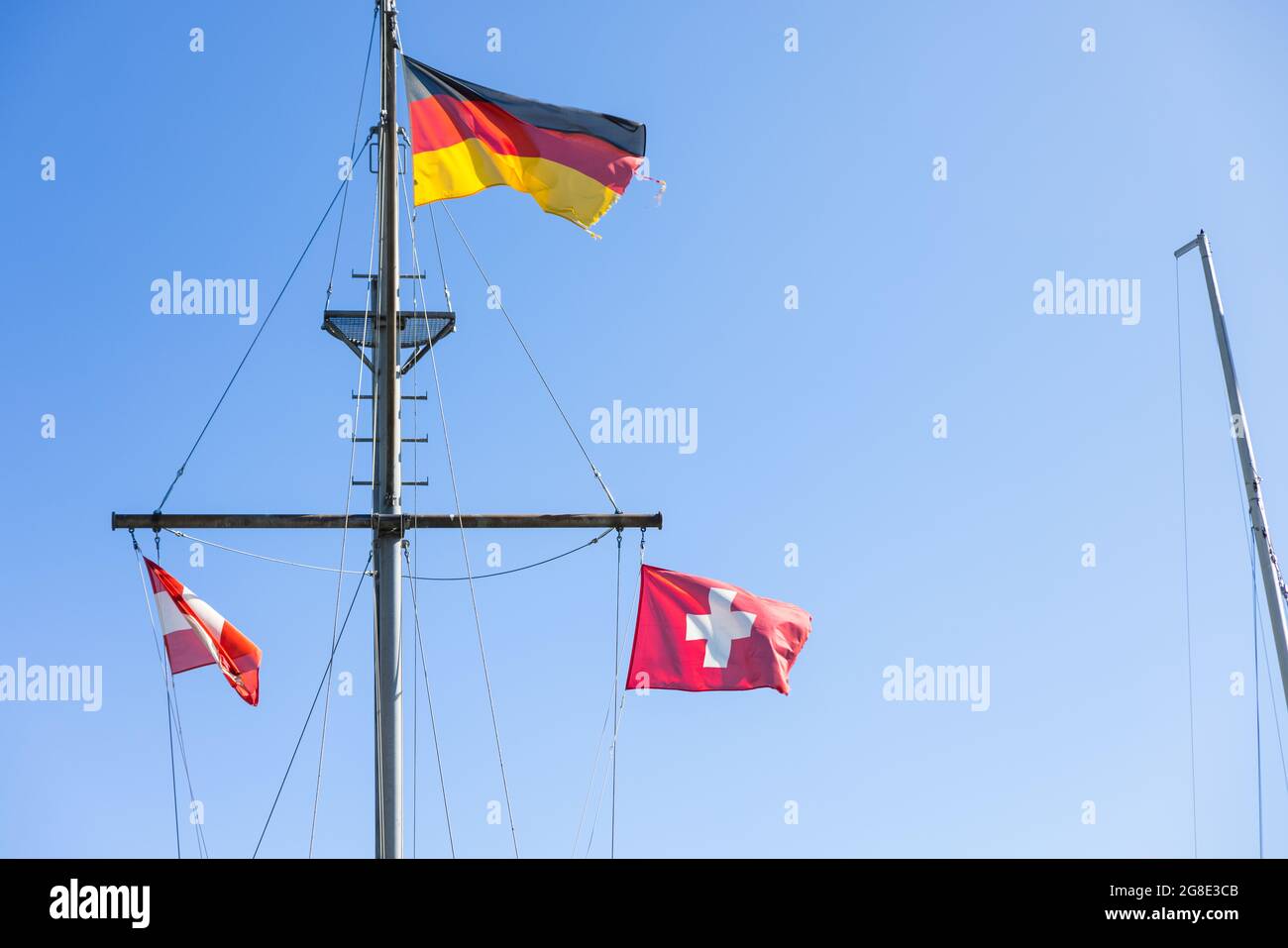 Waving German Flag over Denmark and Switzerland Country flag on the ...