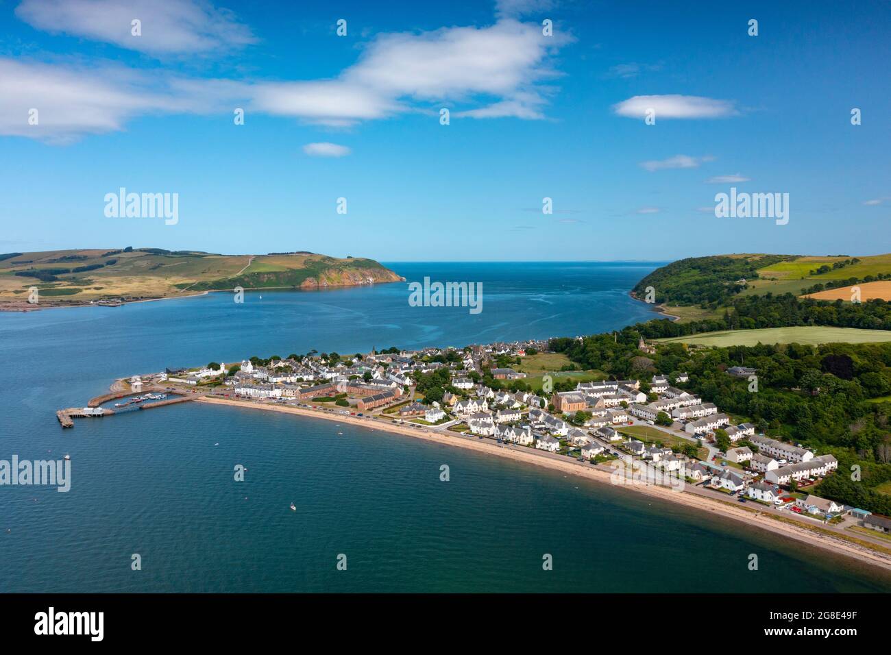 Aerial view from drone of Cromarty village on Black Isle on Cromarty ...