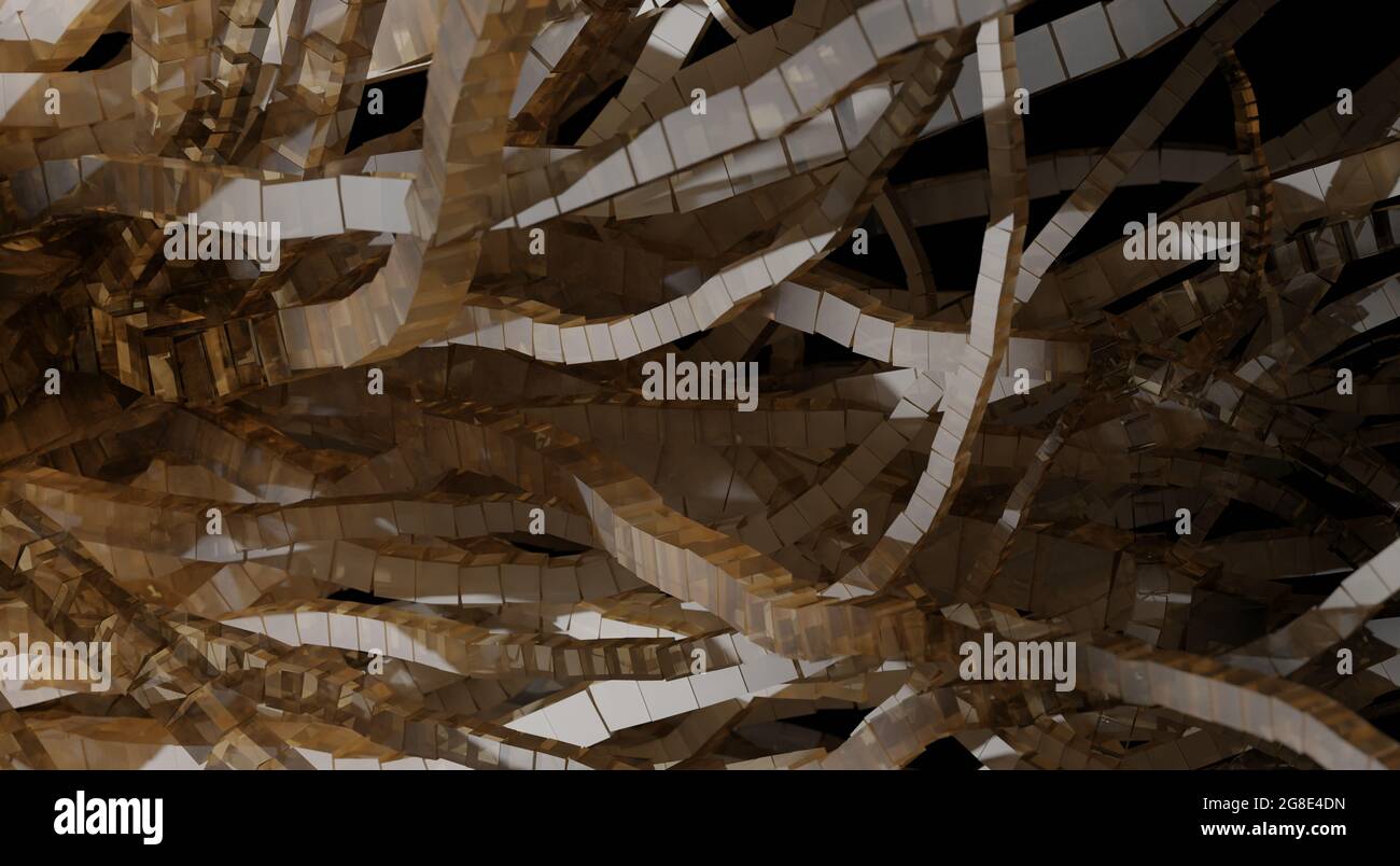 3d rendering of multiple slender long objects with rectangles ...