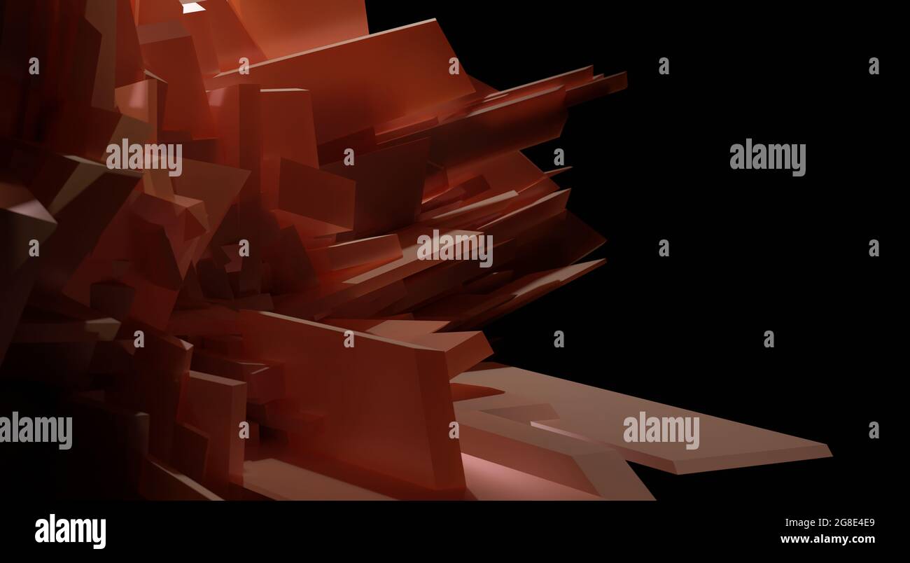 Red object with multiple edges on black background Stock Photo - Alamy