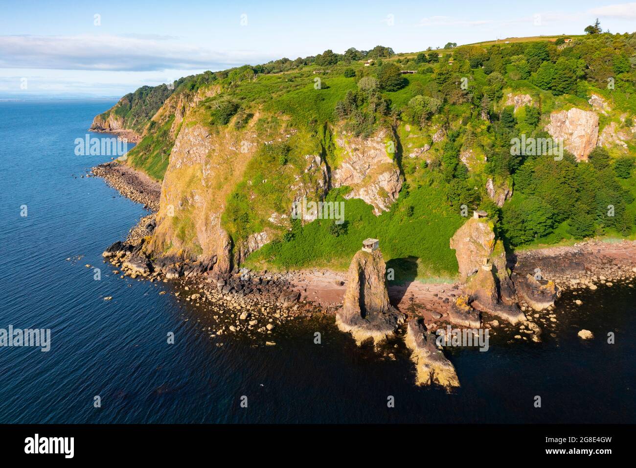 Aerial view of WWII coastal defences batteries at South Sutor of ... Aerial view of WWII coastal defences batteries at South Sutor of ...