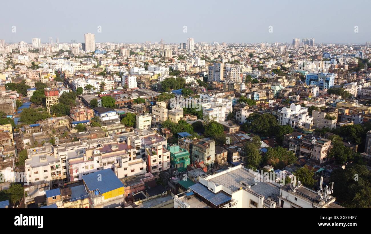 Aerial view of Kolkata city in India Stock Photo - Alamy