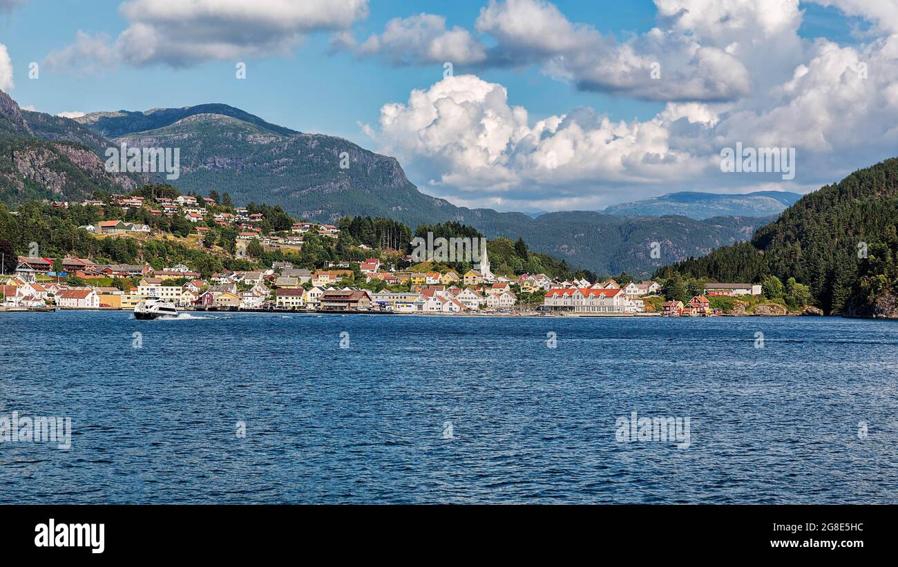 Village View Sand At Sandsfjords Suldal Rogaland Norway Stock Photo village-view-sand-at-sandsfjords-suldal-rogaland-norway-stock-photo