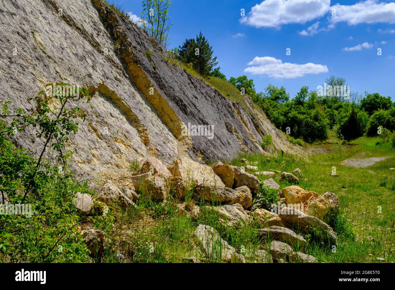 Geotope at Calvary, crater rim, Geopark Ries, Noerdlinger Ries, Ries ...