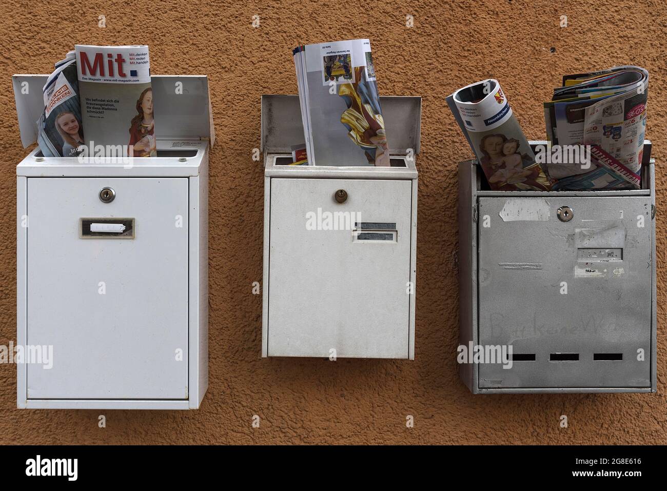 Litter box advertising in mailboxes, Bavaria, Germany Stock Photo - Alamy