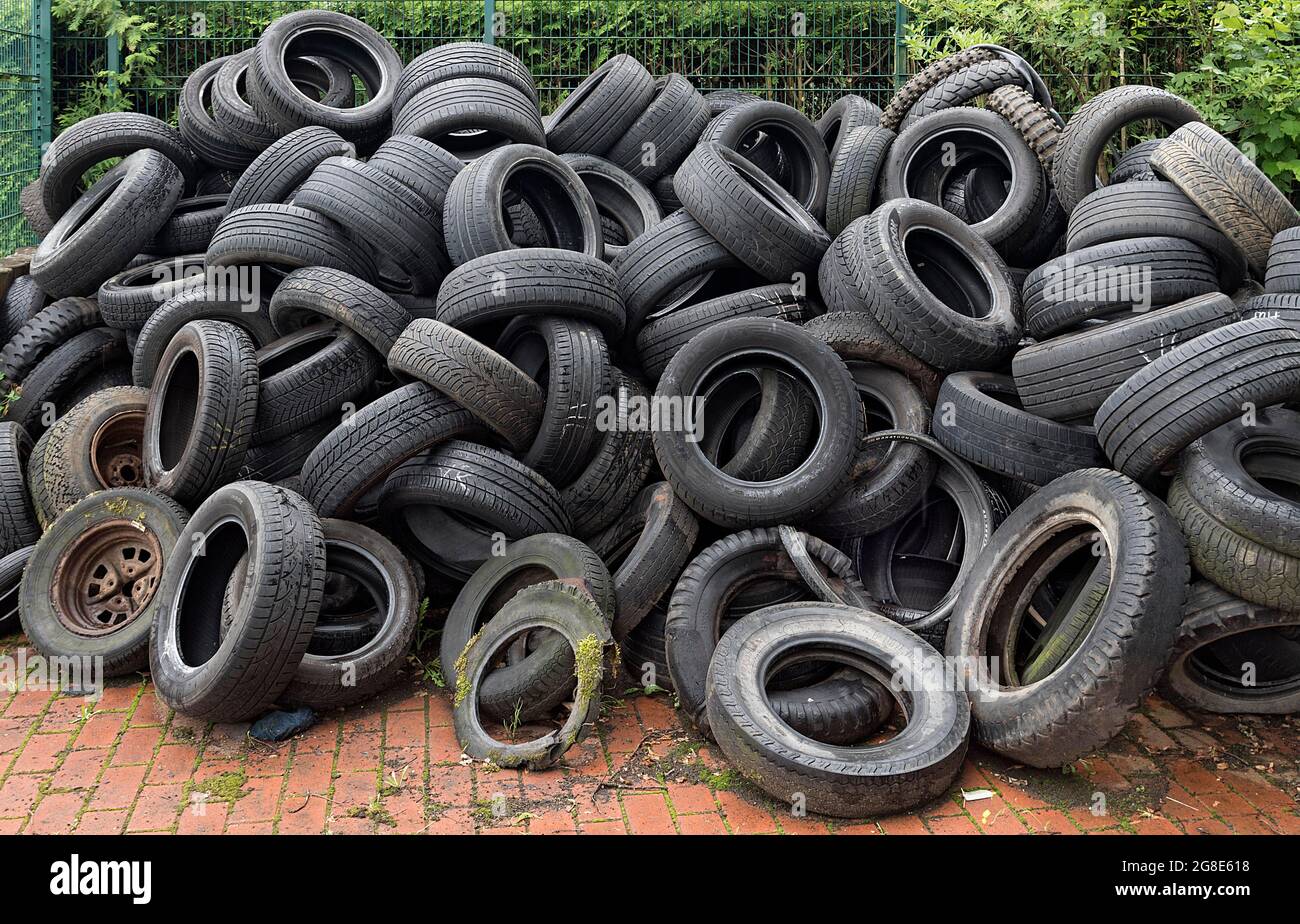 Collection point for used tyres, Bavaria, Germany Stock Photo - Alamy