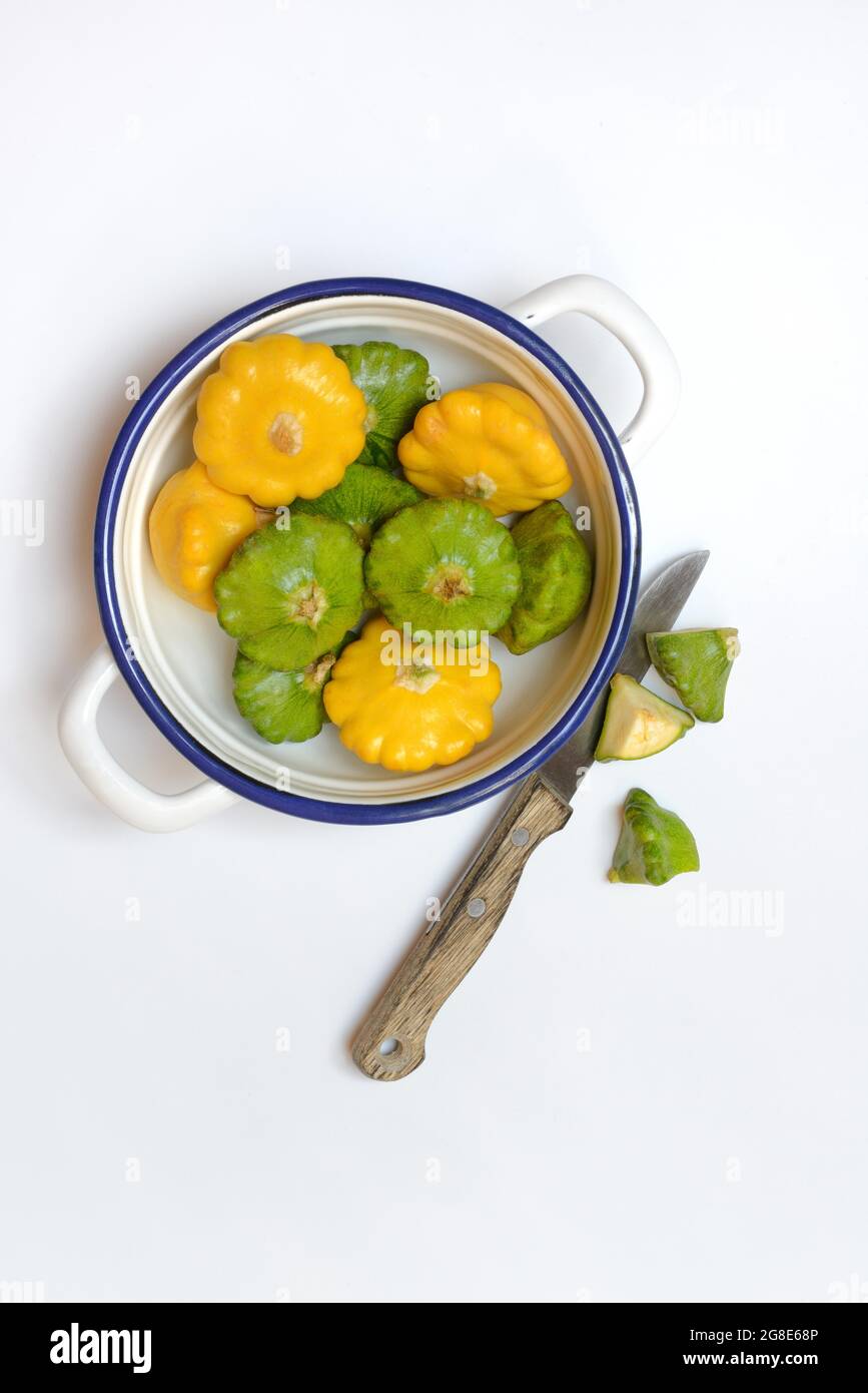 Patisson pumpkins in bowl, mini-patissons, Germany Stock Photo - Alamy