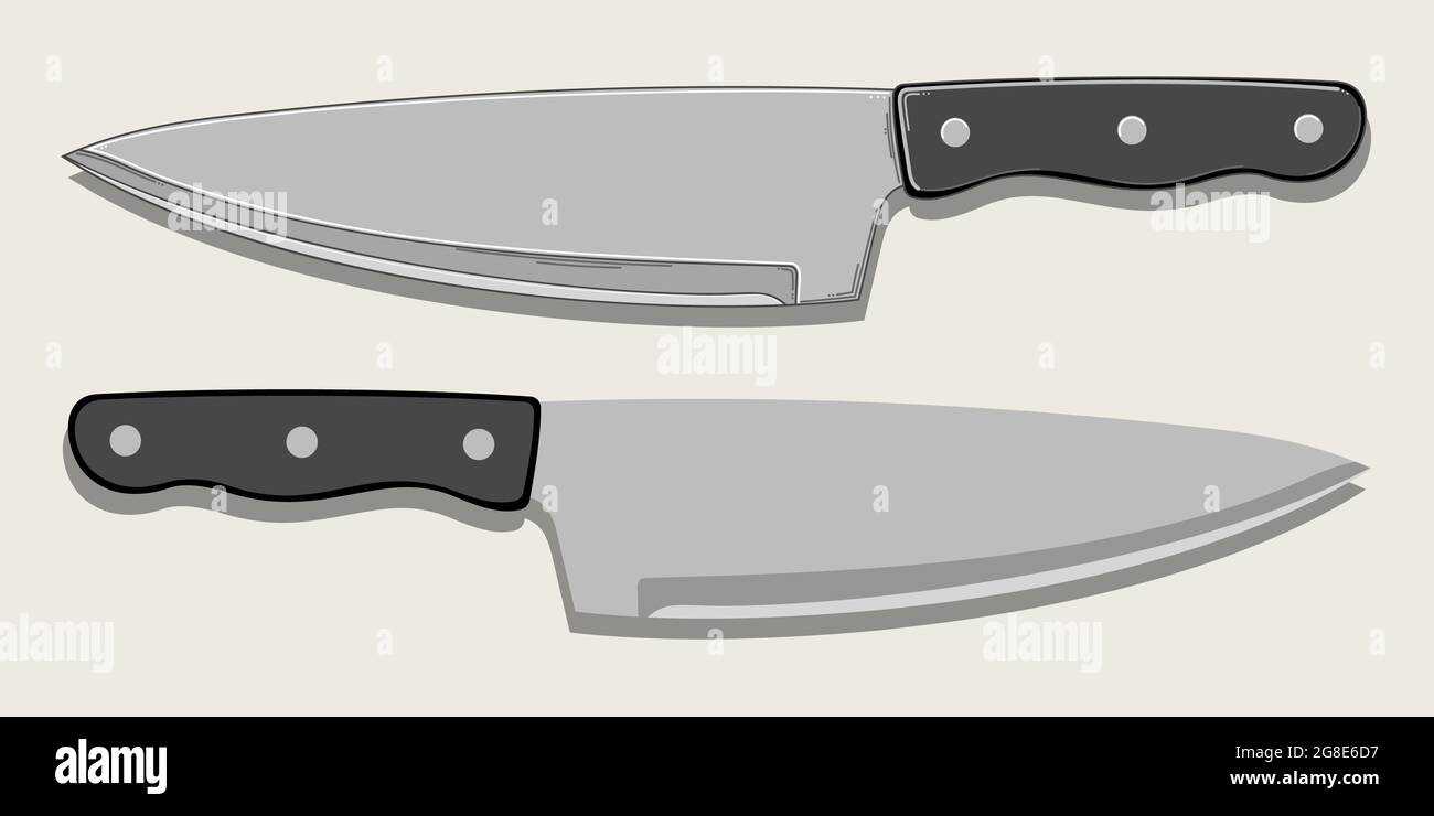 kitchen knife in two versions isolated on beige background. Vector ...