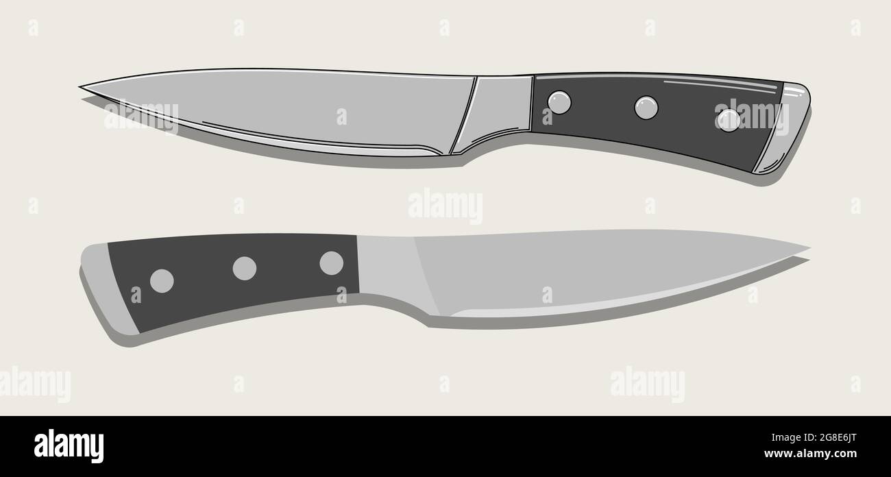 kitchen knife in two versions isolated on beige background. Vector ...