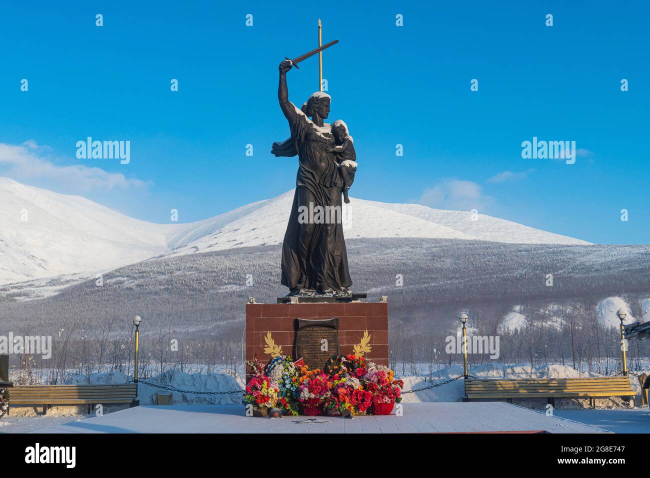 World war 2 monument in Ust-Nera. Road of Bones, Sakha Republic ...