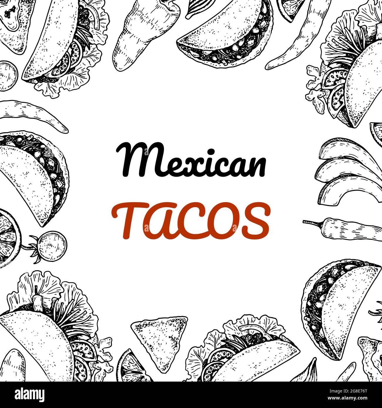 Tacos food draw illustration hi-res stock photography and images - Alamy