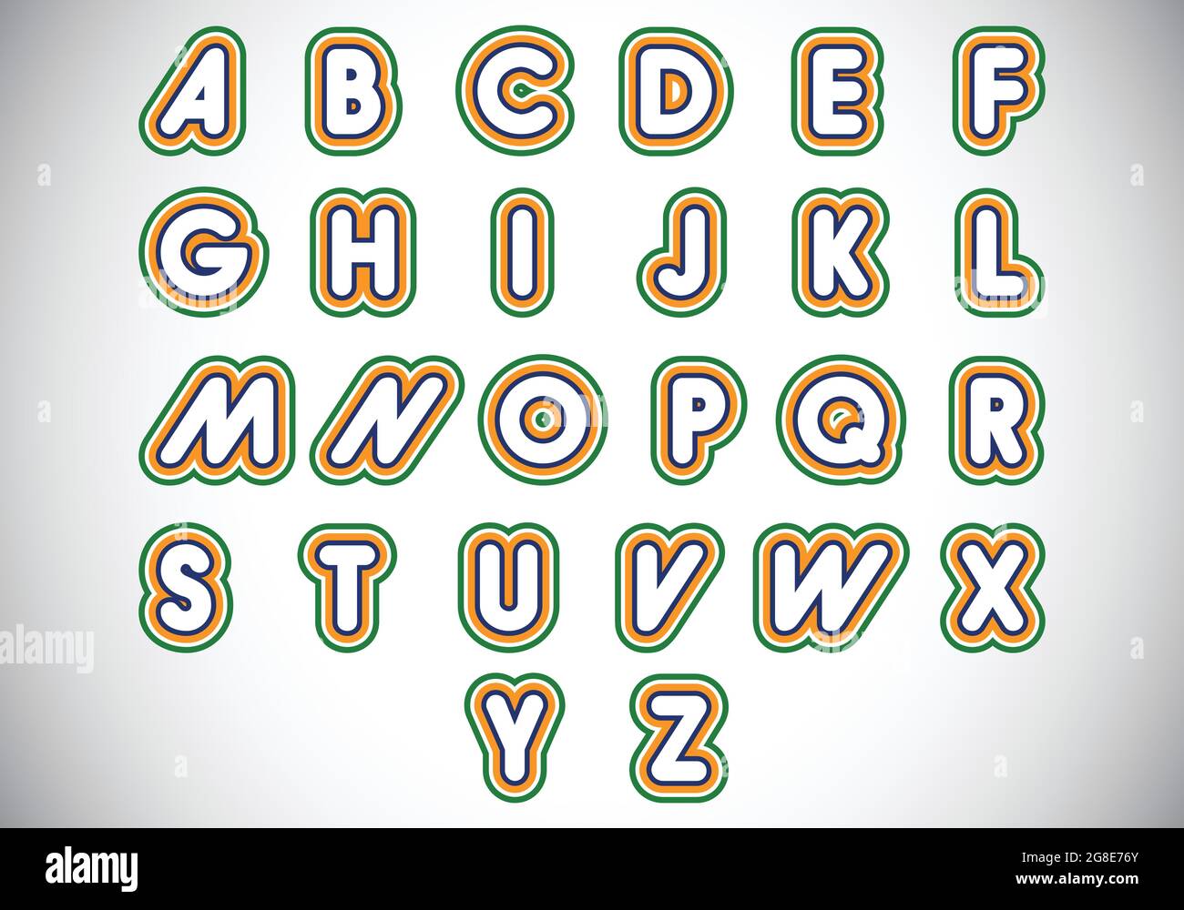 Colorful Initial A-Z monogram letter alphabet. Children's cute alphabet ...