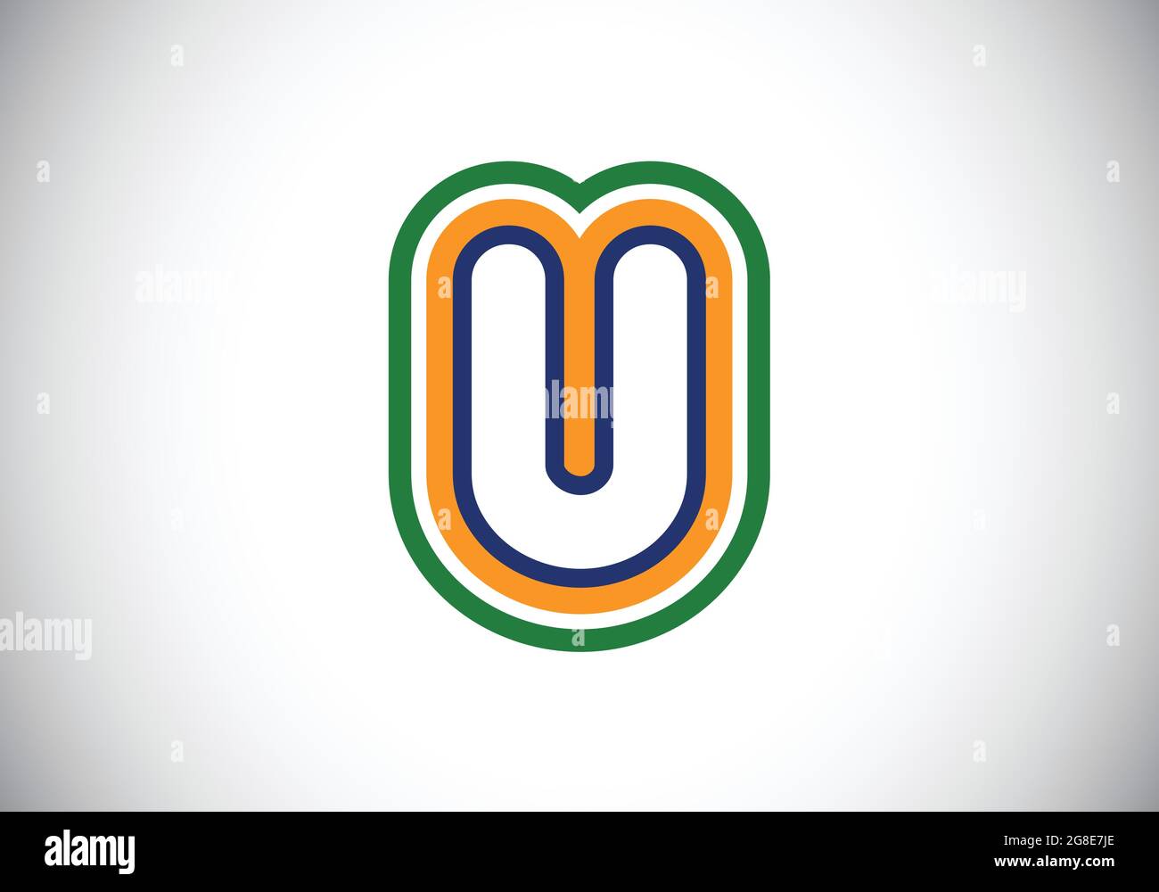 Colorful Initial U monogram letter alphabet. Children's cute alphabet ...