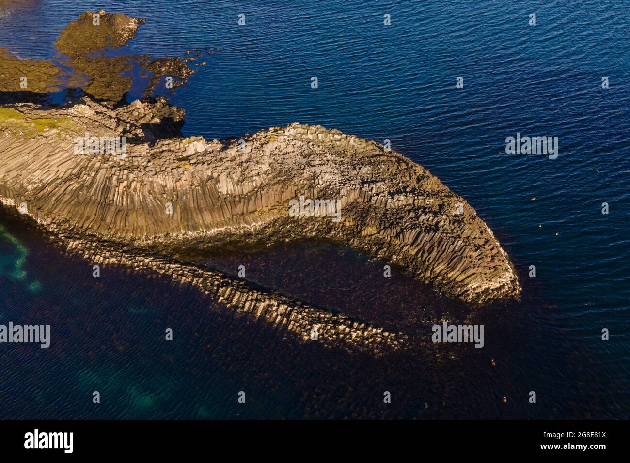 Coastal landscape with basalt formations, Kalfshamarsvik, Skagi ...