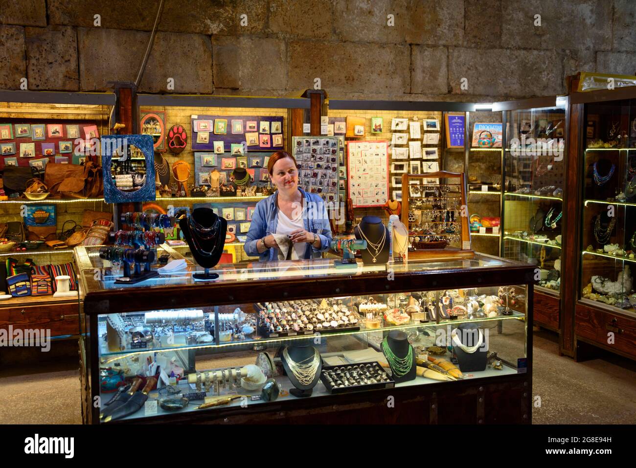 Merchants in illuminated catacombs, Old Town under Diocletian's Palace ...