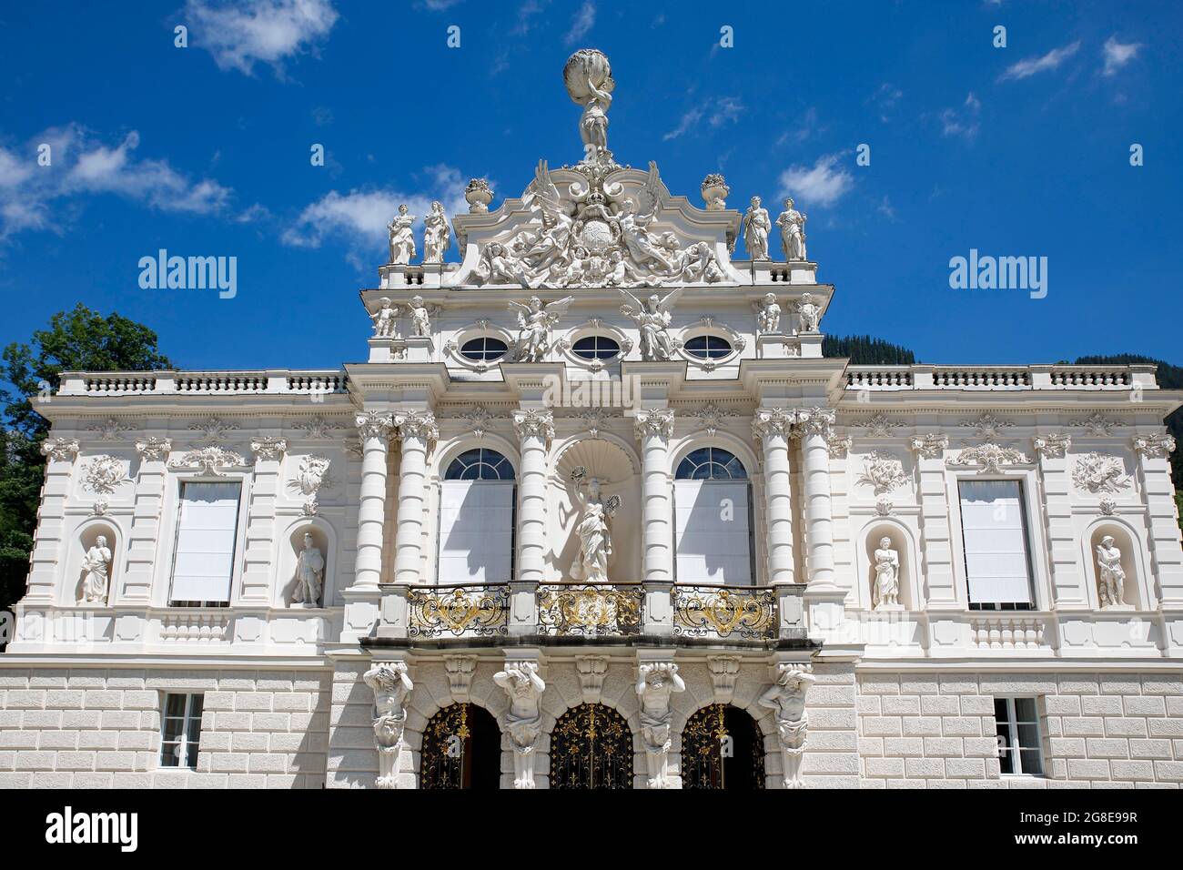 Linderhof Castle, royal palace of Ludwig II of Bavaria, south side ...