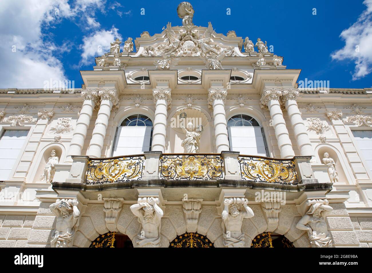 Linderhof Castle, royal palace of Ludwig II of Bavaria, south side ...