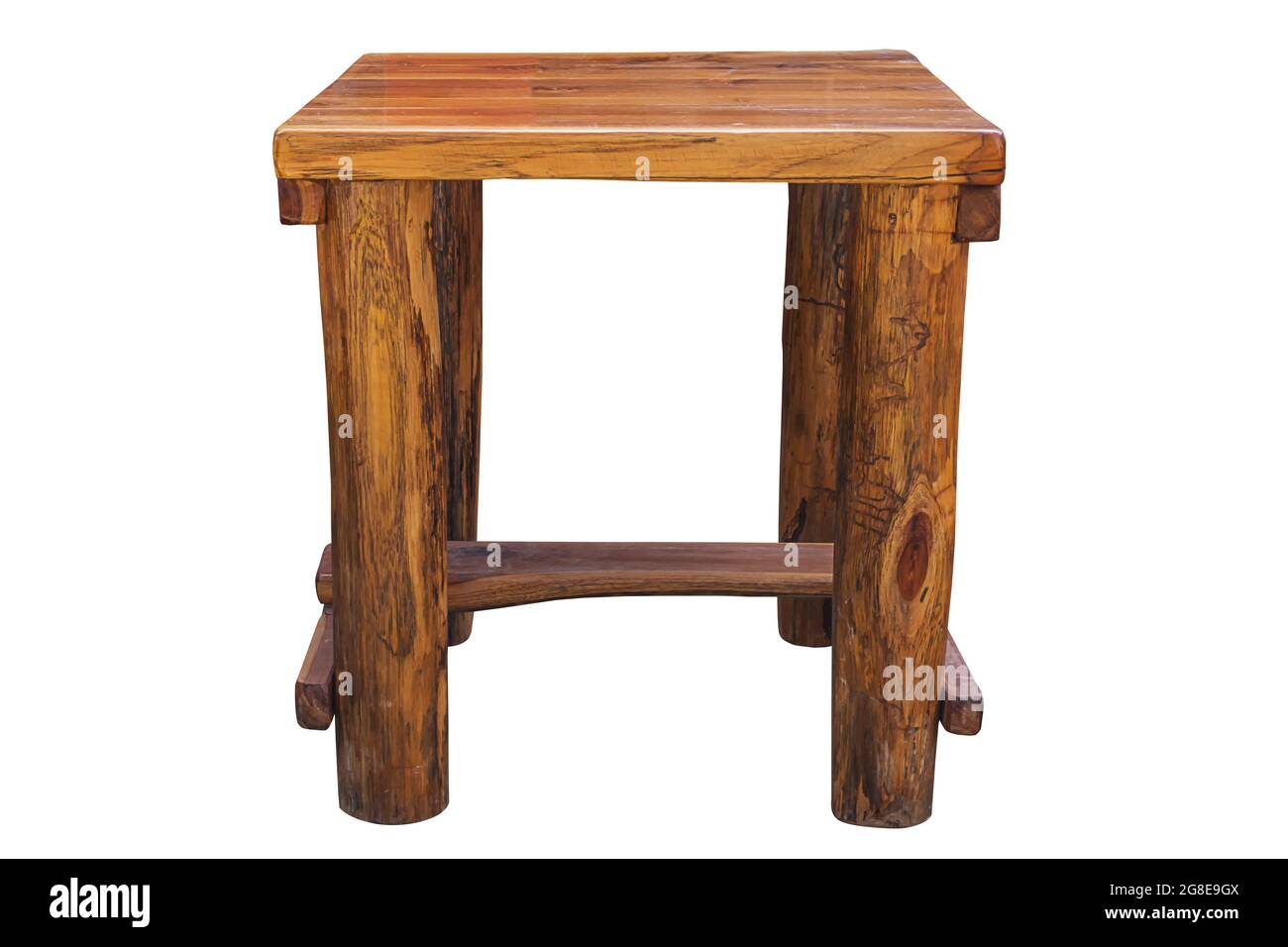 Simplistic wooden table on white background, work with path Stock Photo ...