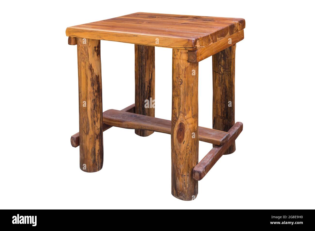 Simplistic wooden table on white background, work with path Stock Photo ...