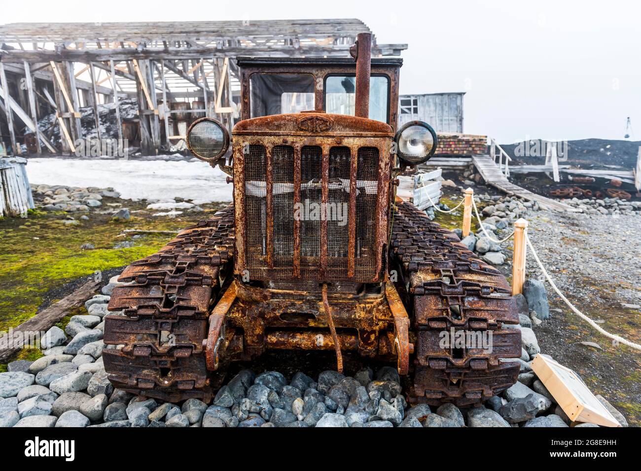 Historical caterpillar in the meteorological station Sedov in Tikhaya ...