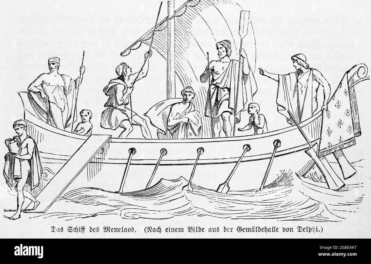 Ship of Menelaus, King of Sparta, historical illustration Stock Photo ...