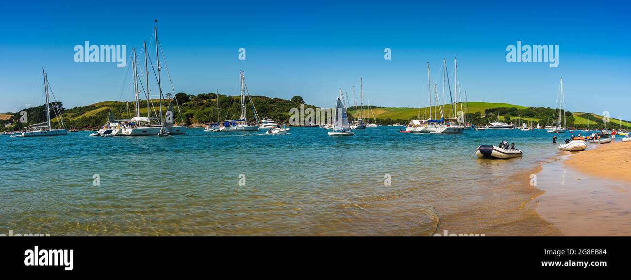 Panorama of Kingsbridge Estuary and boats, SALCOMBE, Kingsbridge, Devon ...