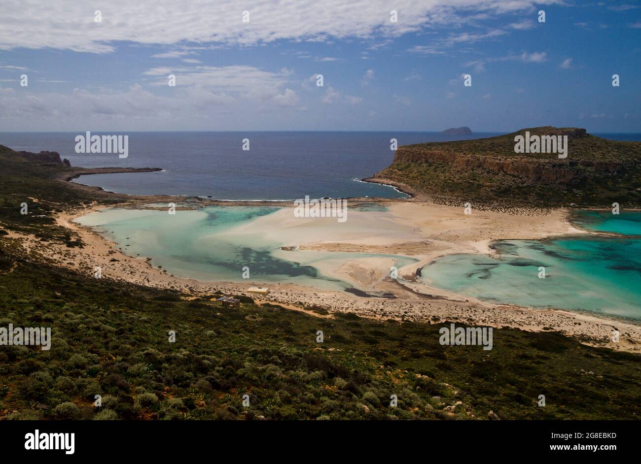 An aerial view of Balos Lagoon on the island of Crete, Greece Stock ...
