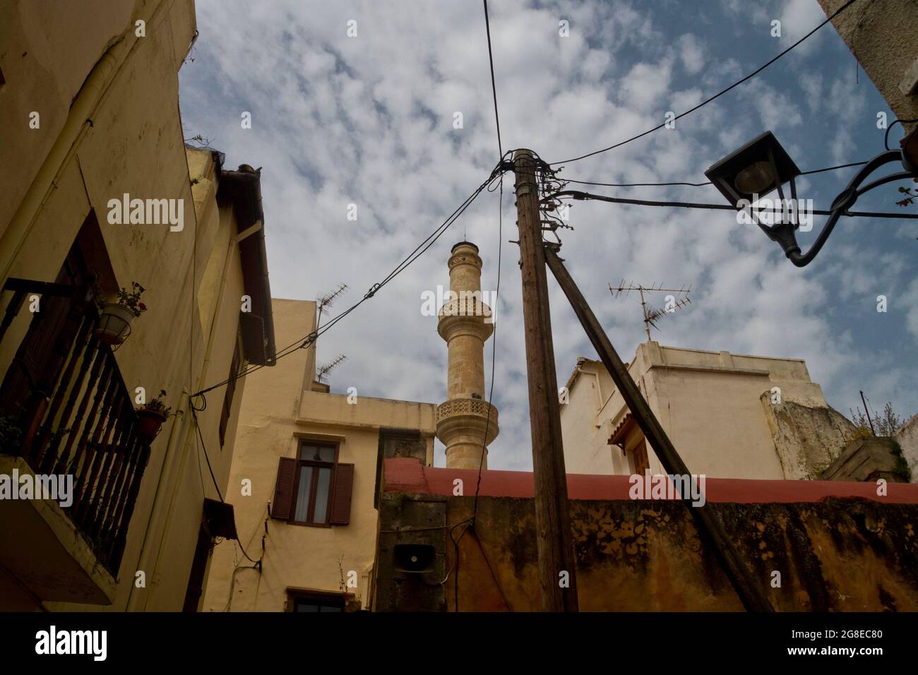 The minaret of Chania's Greek Orthodox Church seen from the old town ...