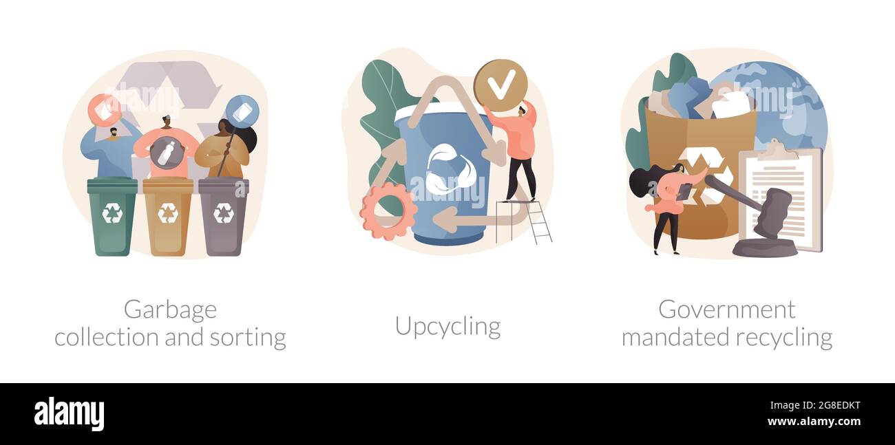 Waste collection and recycling problems abstract concept vector ...