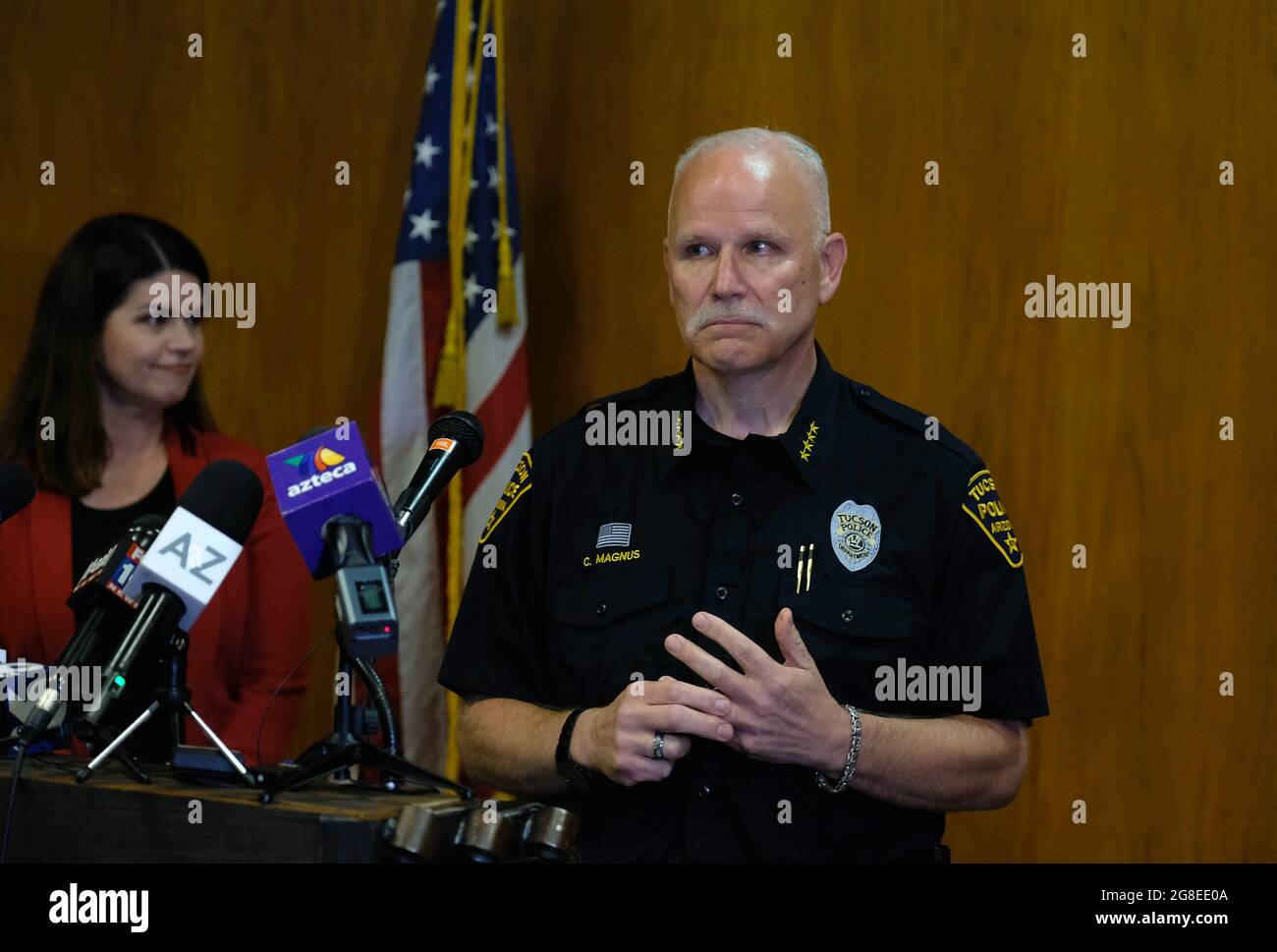 Tucson, Arizona, USA. 19th July, 2021. Tucson Police Chief Chris Magnus ...