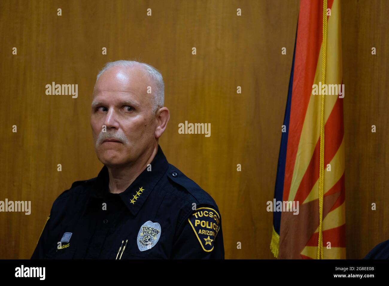 Tucson, Arizona, USA. 19th July, 2021. Tucson Police Chief Chris Magnus ...